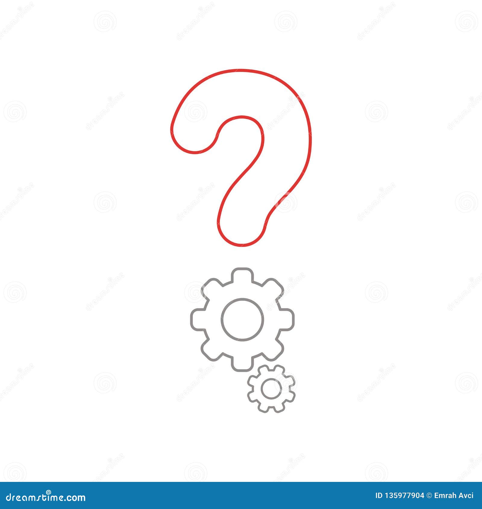 Vector Icon Concept of Question Mark with Gears. Color Outlines Stock ...