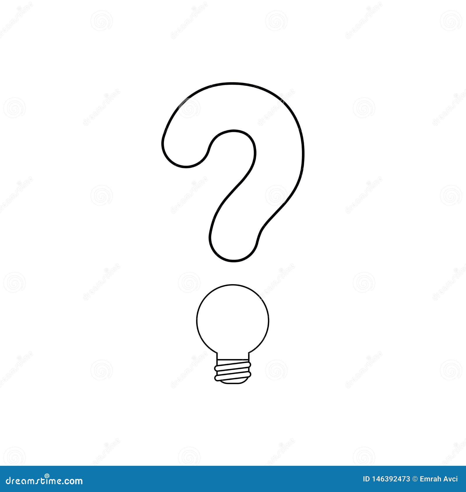 Vector Icon Concept of Question Mark with Grey Light Bulb. Black ...