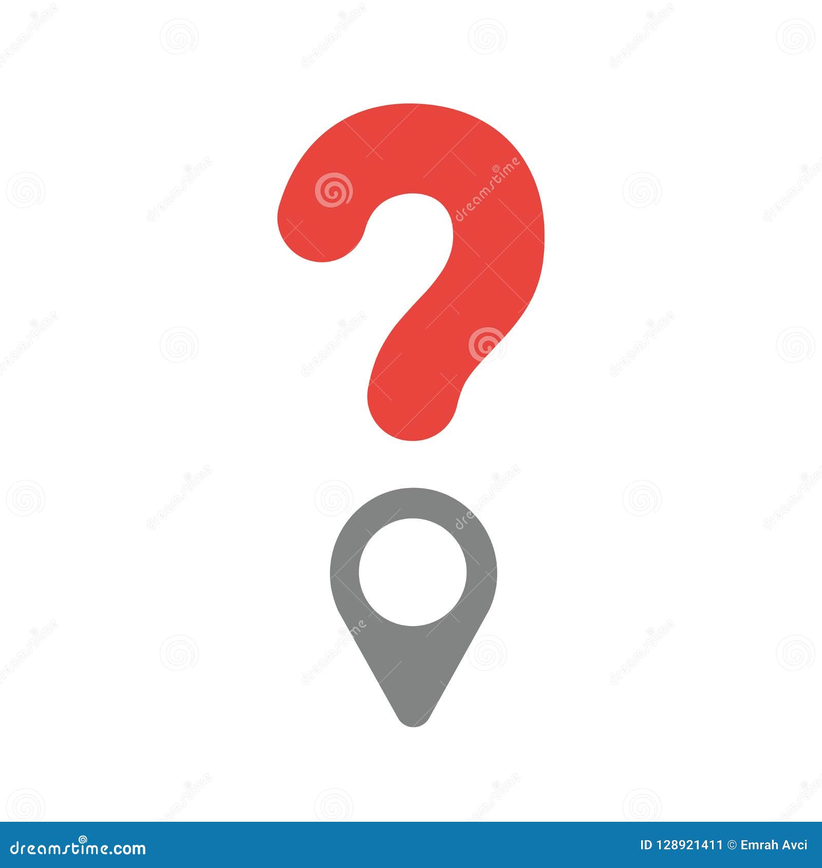 Vector Icon Concept of Question Mark with Map Pointer Stock Vector ...