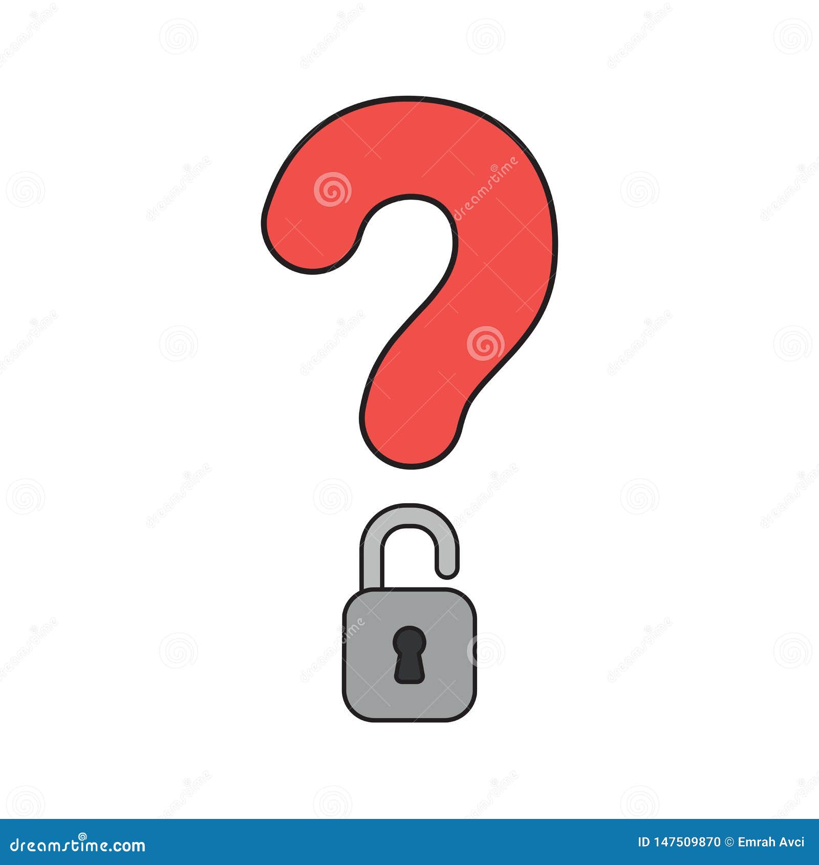 Vector Icon Concept of Question Mark with Opened Padlock. Black ...