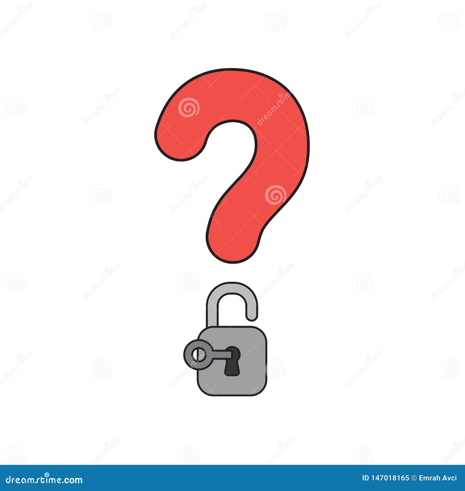 Vector Icon Concept of Question Mark with Padlock and Key Unlock Stock ...