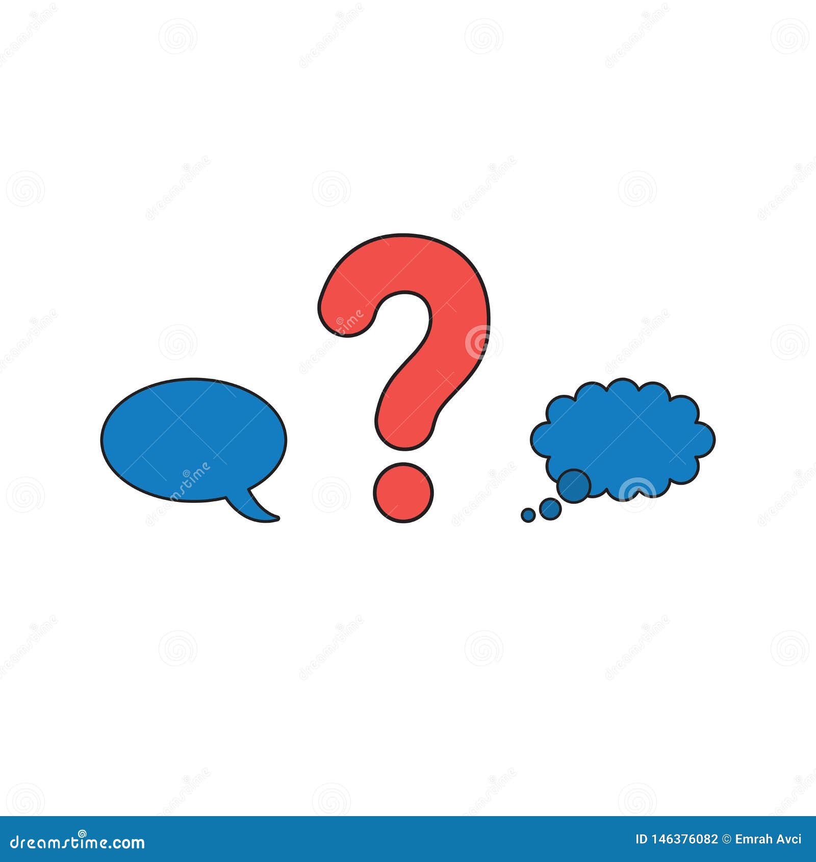 Vector Icon Concept of Question Mark between Speech Bubble and Thought ...