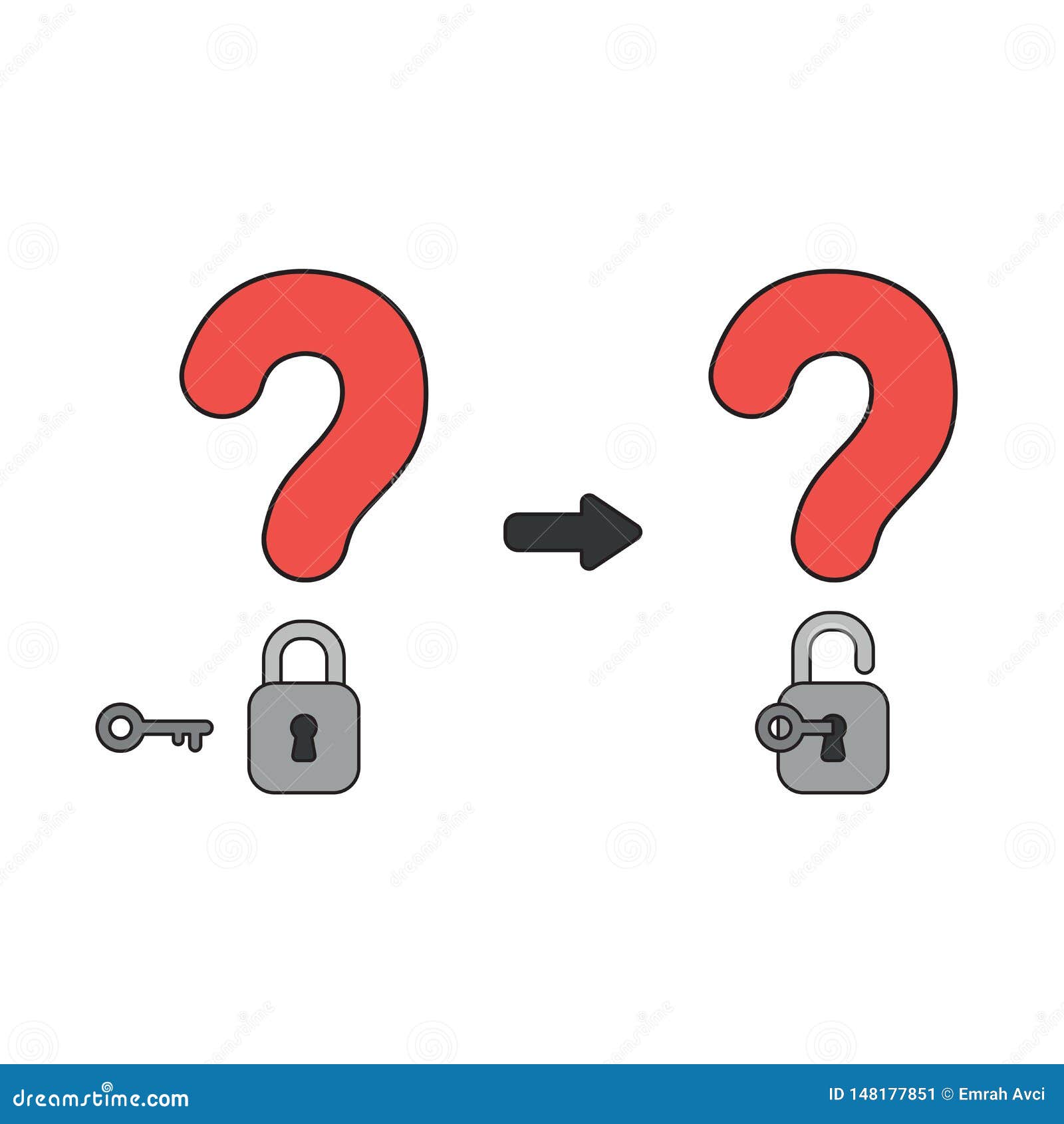 Vector Icon Concept of Question Marks with Closed and Opened Padlocks ...