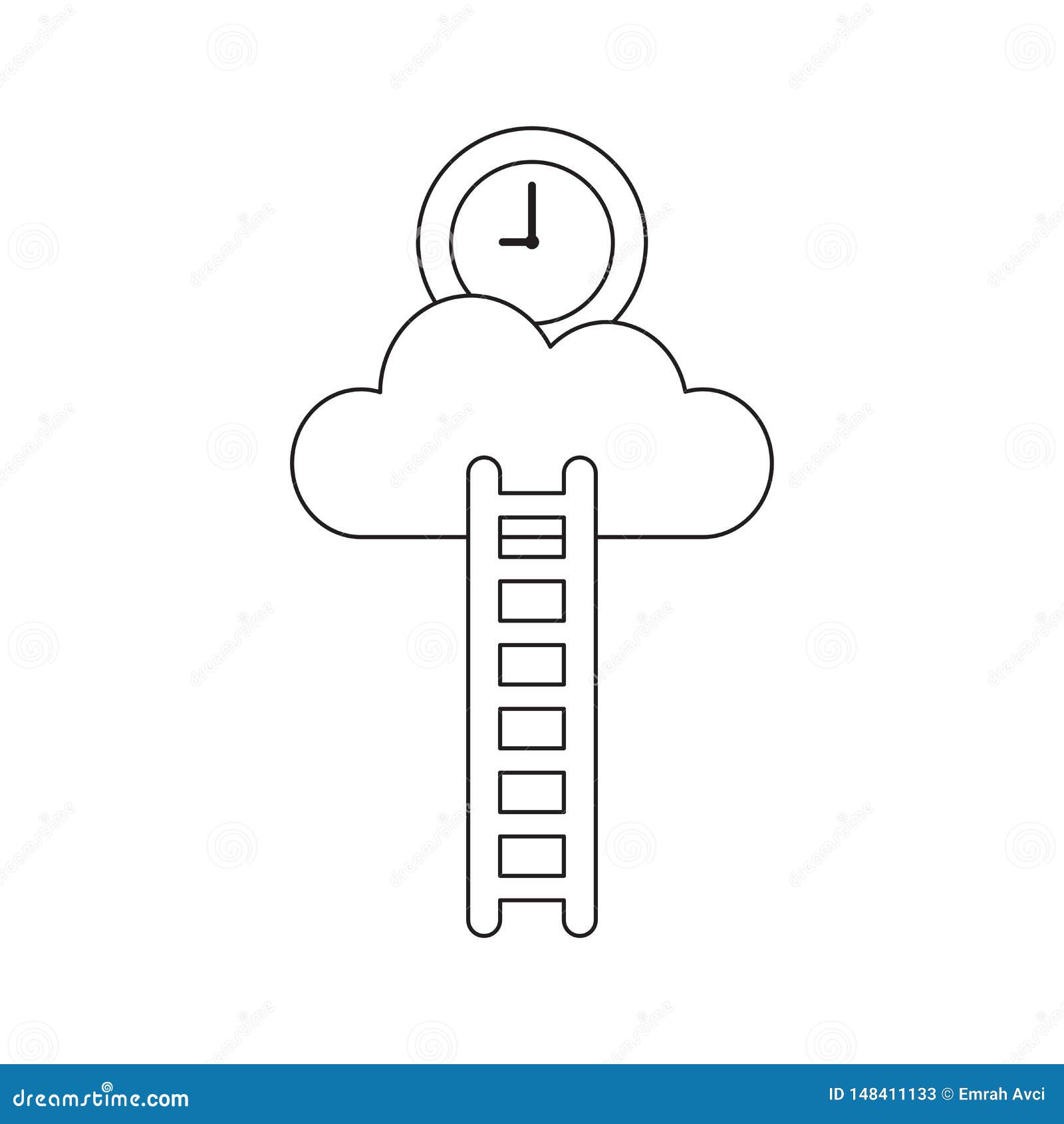 Vector Icon Concept of Reach Clock on Cloud with Ladder Stock Vector ...