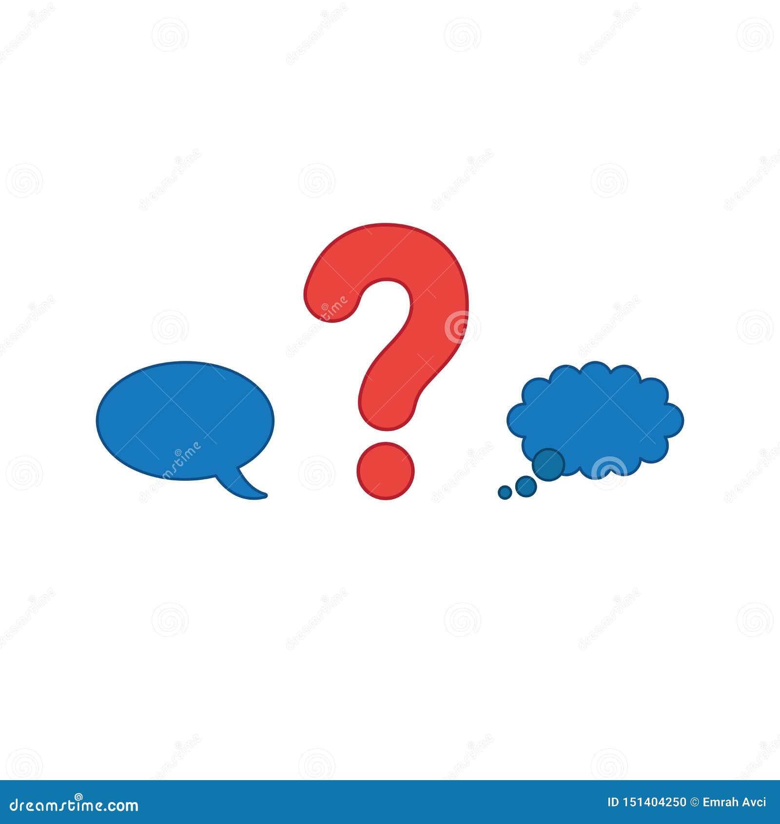 Vector Icon Concept of Question Mark between Speech Bubble and Thought ...