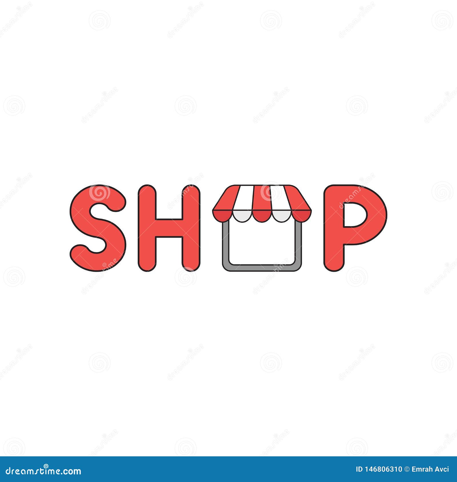 Vector Icon Concept of Shop Word with Shop Stock Vector - Illustration ...