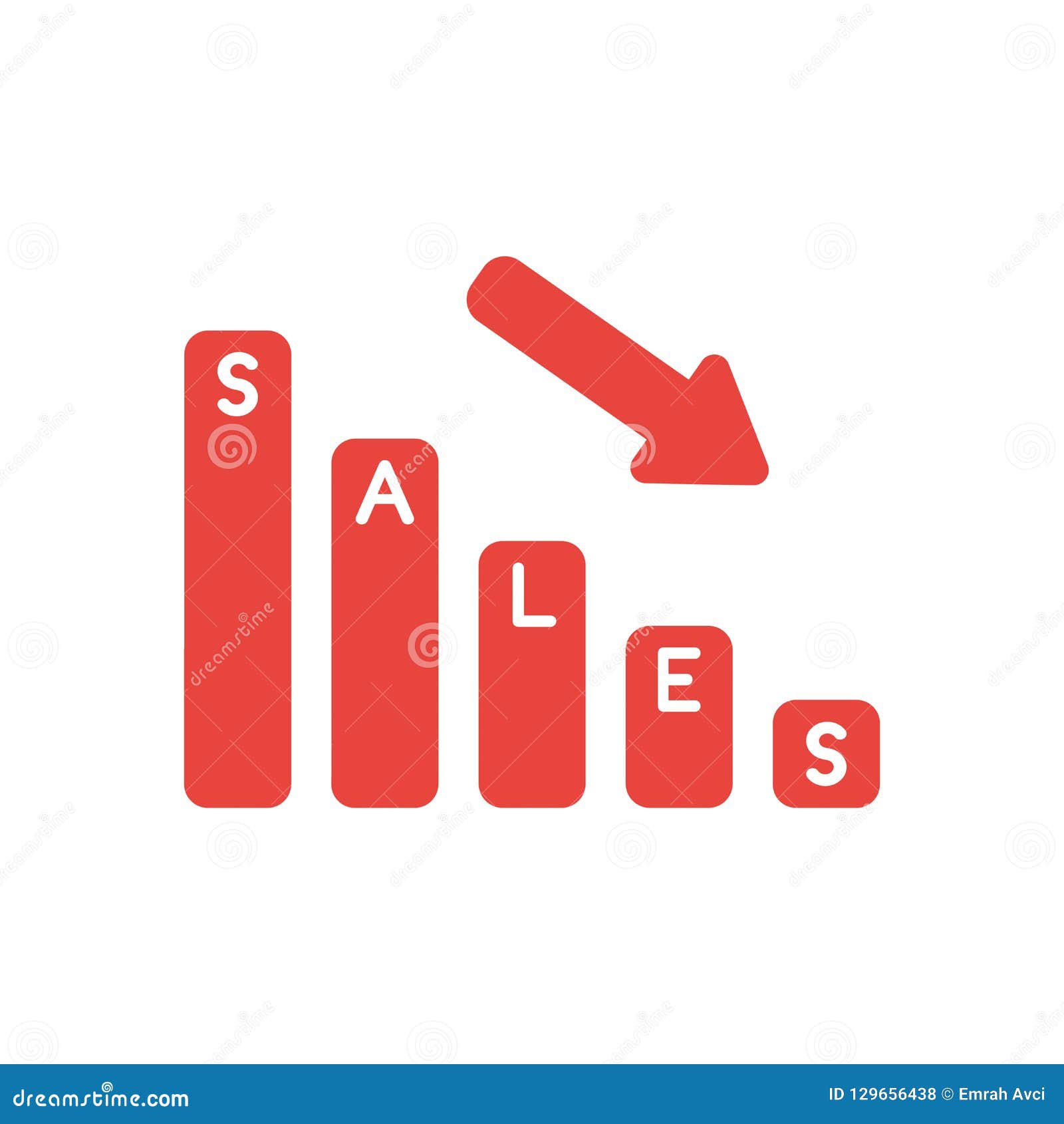 Vector Icon Concept of Sales Bar Graph Moving Down Stock Vector ...