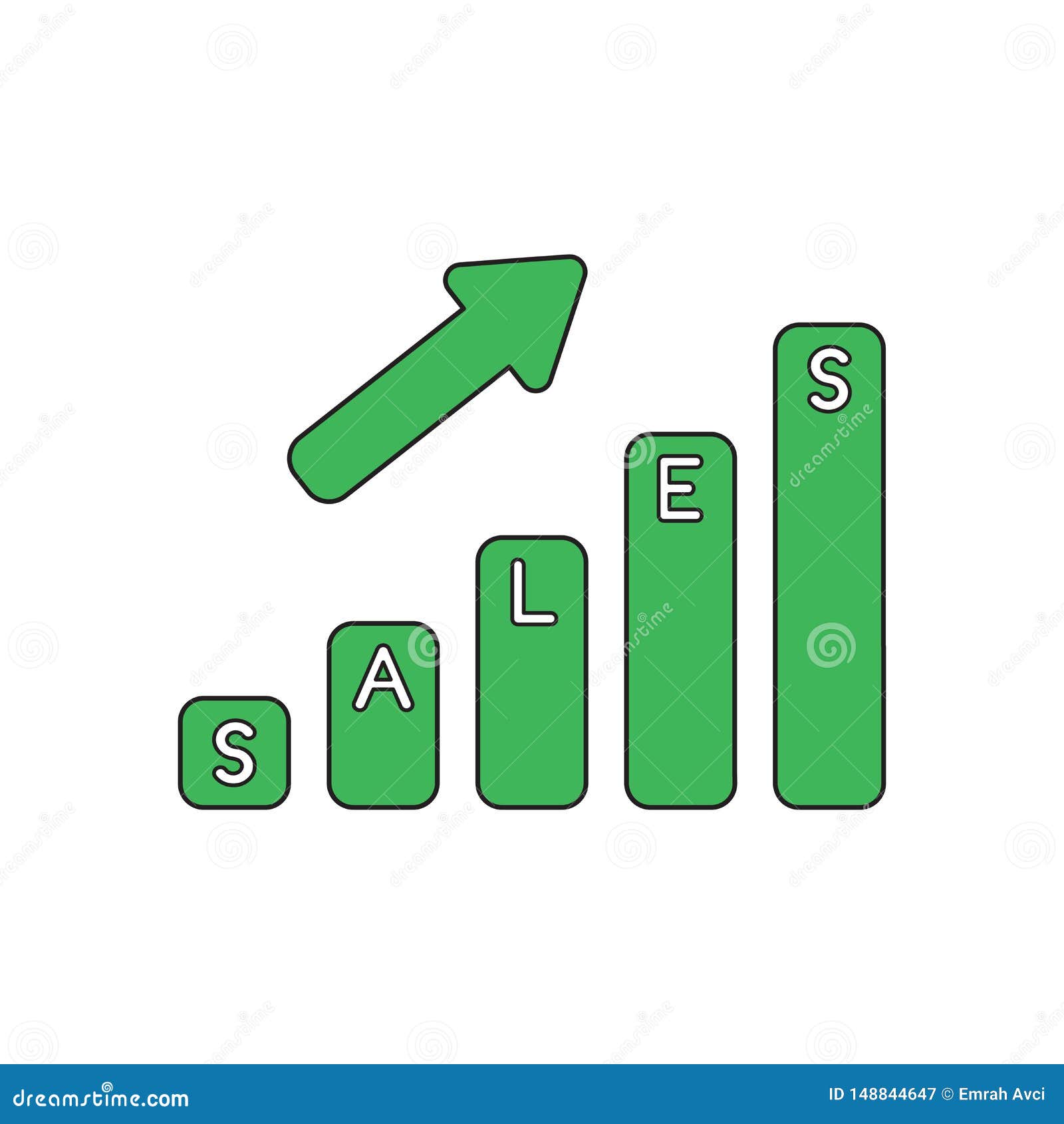 Vector Icon Concept of Sales Bar Graph Up Stock Vector - Illustration ...
