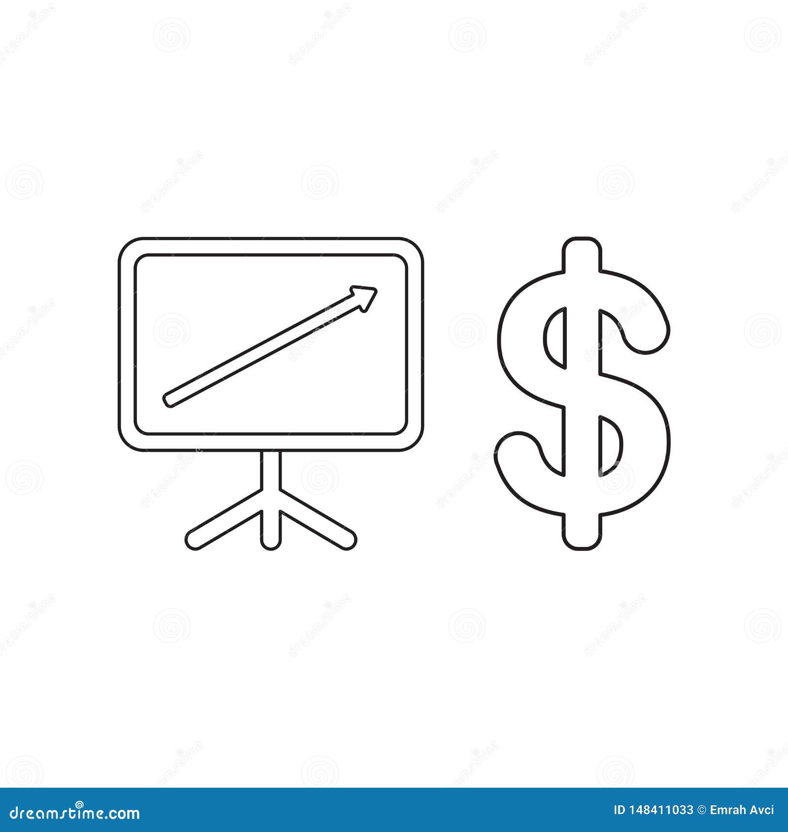 Vector Icon Concept of Sales Chart Arrow Moving Up with Dollar Stock ...