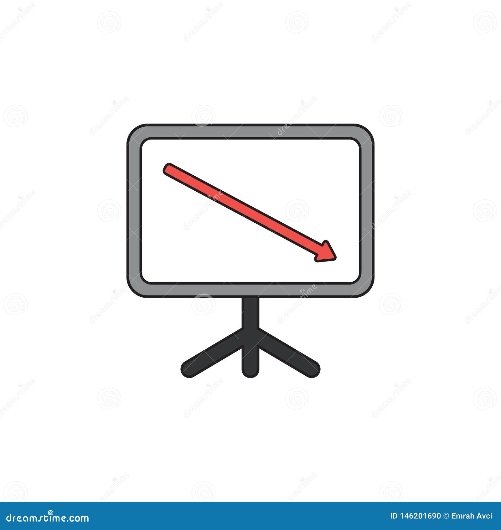 Vector Icon Concept of Sales Chart Board with Arrow Moving Down. Black ...