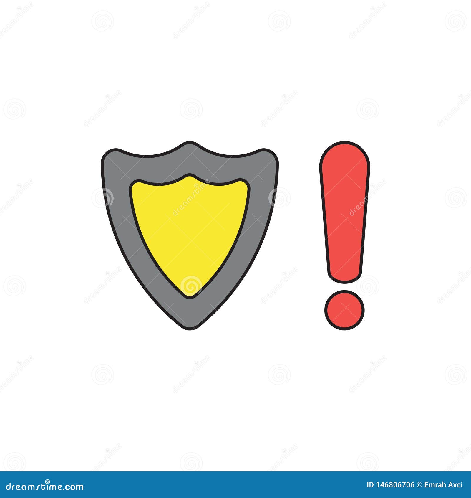 Vector Icon Concept of Shield Guard with Exclamation Mark Stock Vector ...