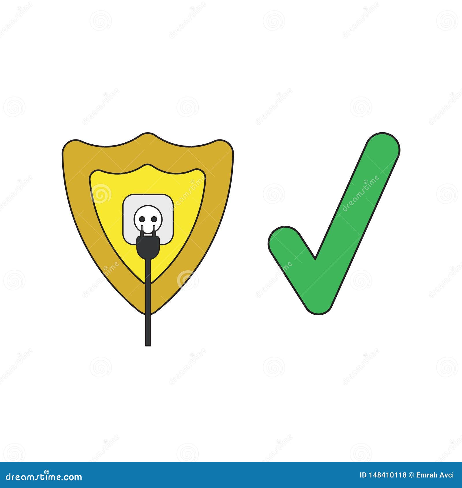 Vector Icon Concept of Shield with Plug Plugged into Outlet and Check ...