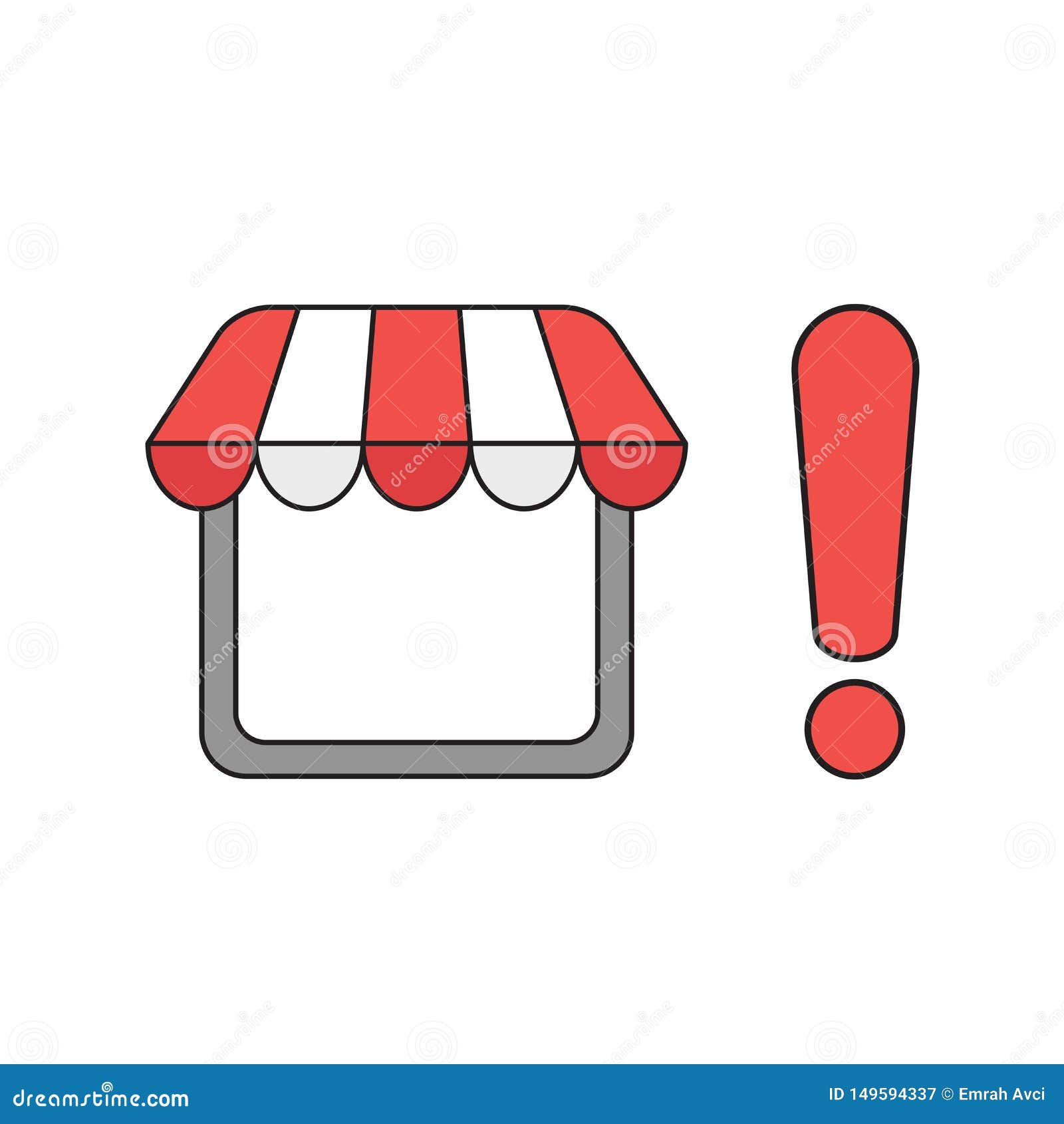 Vector Icon Concept of Shop Store and Exclamation Mark Stock Vector ...