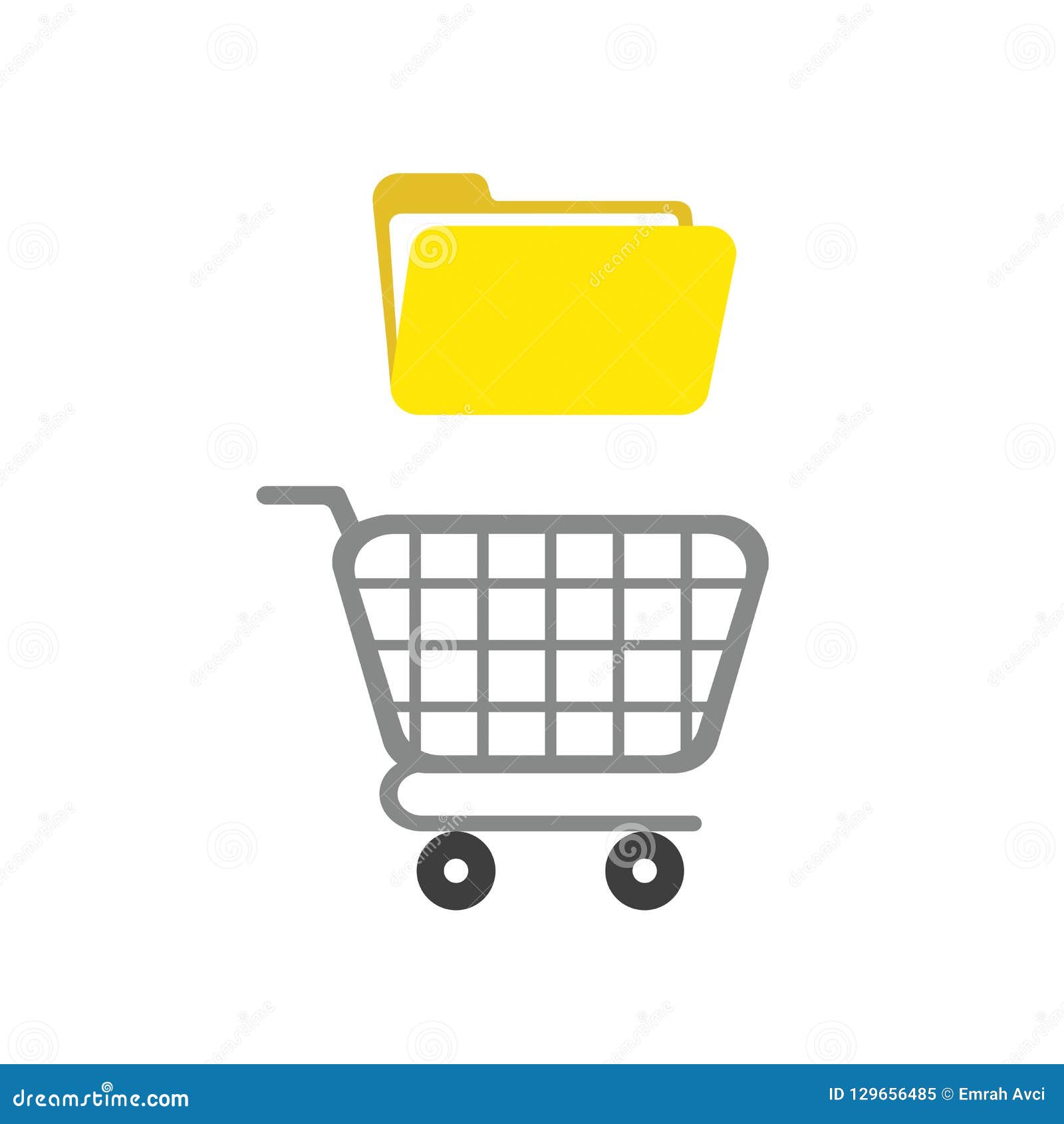 Vector Icon Concept of Shopping Cart with Opened File Folder Stock ...