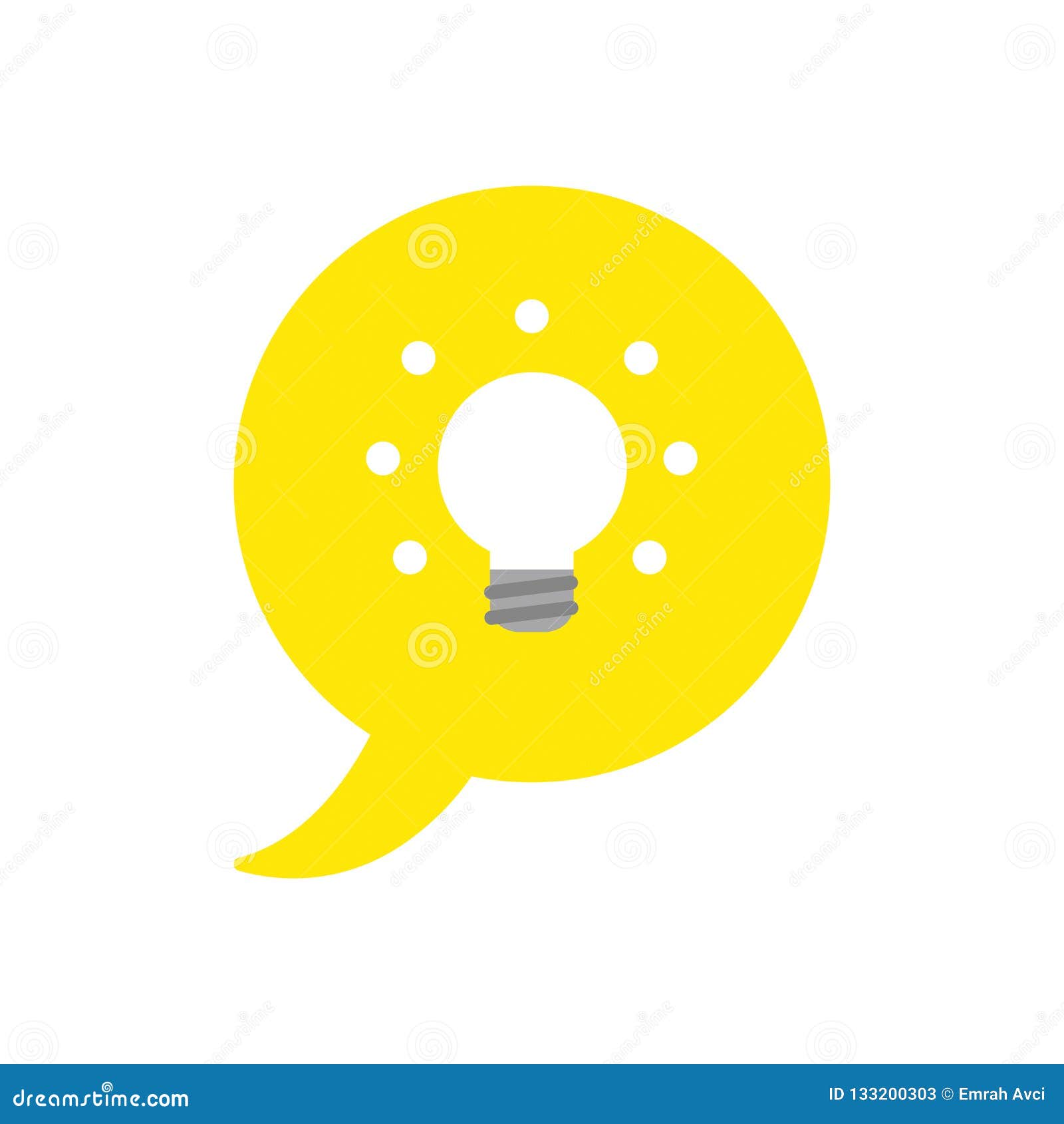 Vector Icon Concept of Speech Bubble with Glowing Light Bulb Stock ...