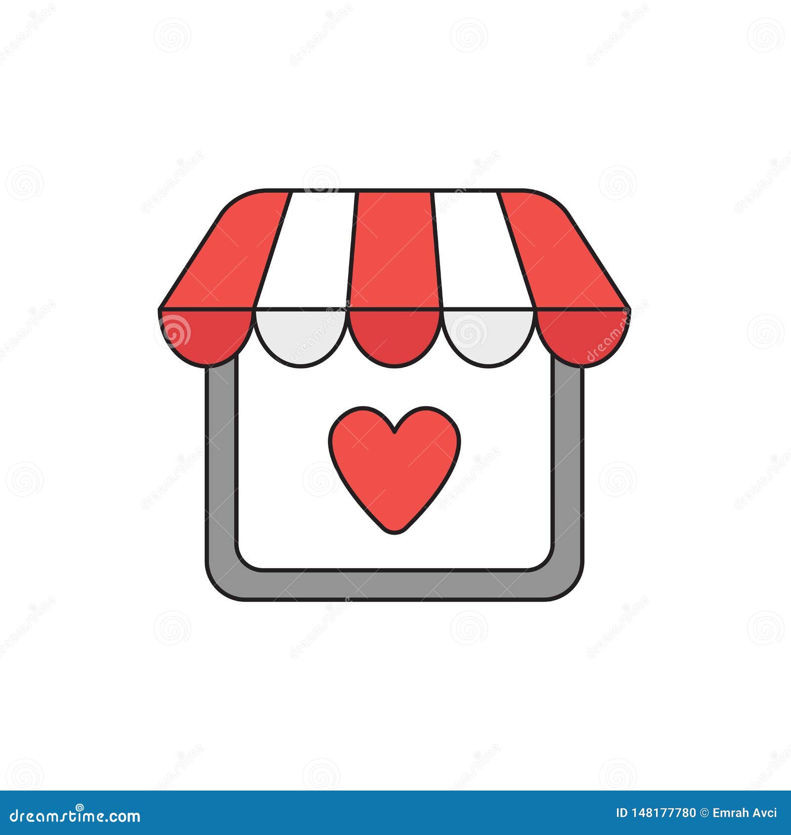 Vector Icon Concept of Store with Heart Stock Vector - Illustration of ...