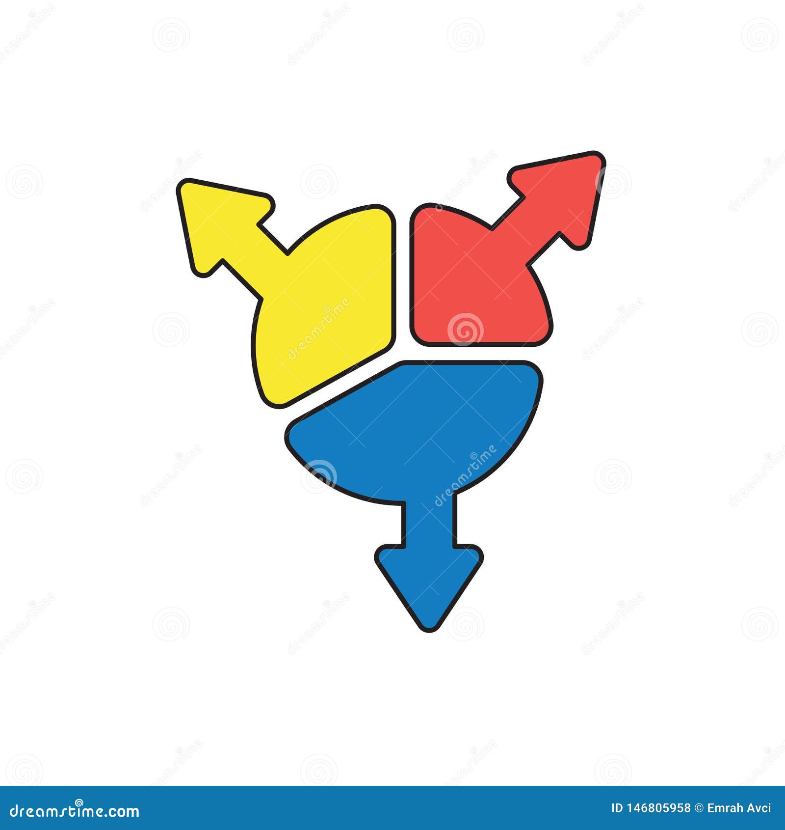 Vector Icon Concept of Three Part Diagram Pie Infographic with Three ...