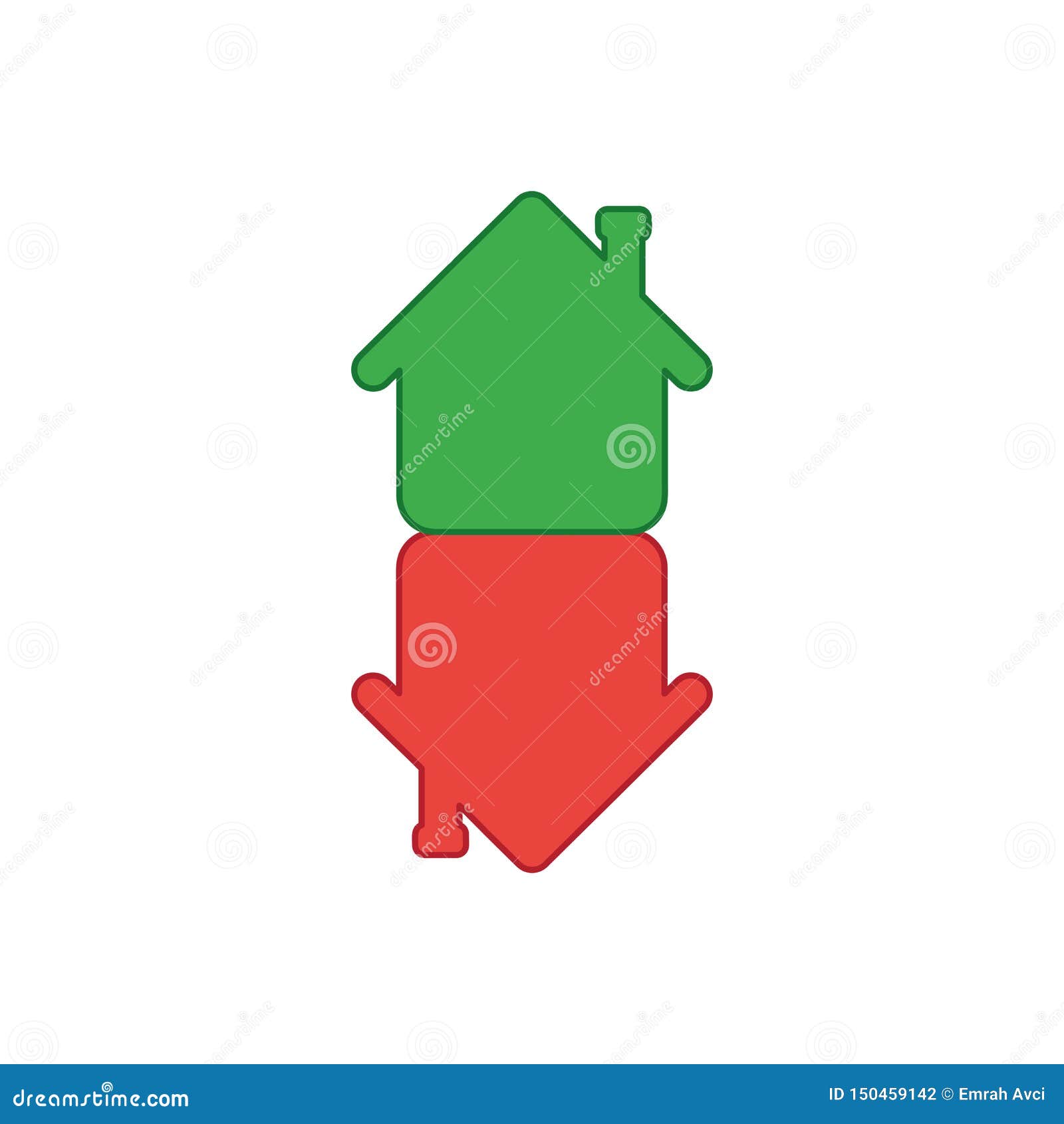 Vector Icon Concept of Two Houses in an Arrow Shape Moving Up and Down ...
