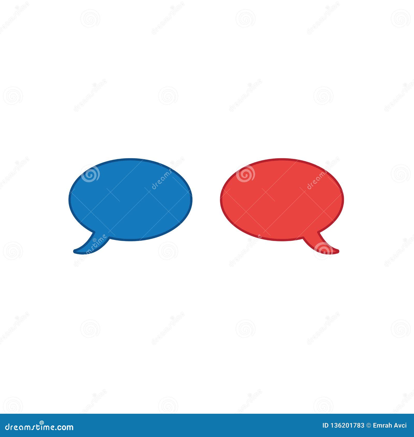 Vector Icon Concept of Two Speech Bubbles. Colored and Color Outlines ...