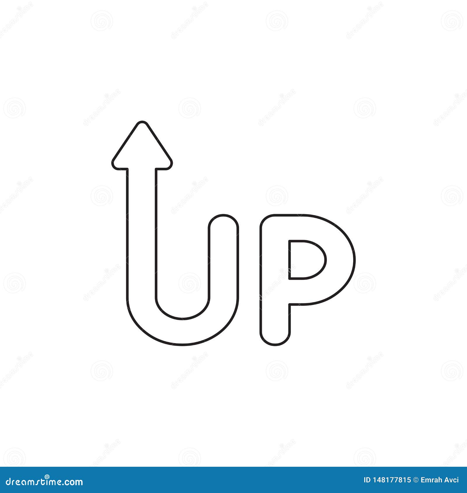 Vector Icon Concept of Up Word with Arrow Moving Up Stock Vector ...