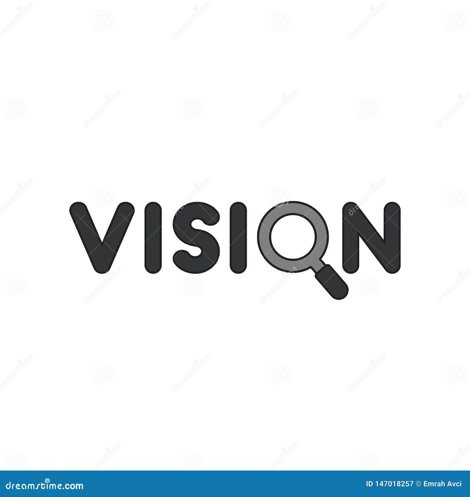 Vector Icon Concept of Vision Word with Magnifying Glass Stock Vector ...