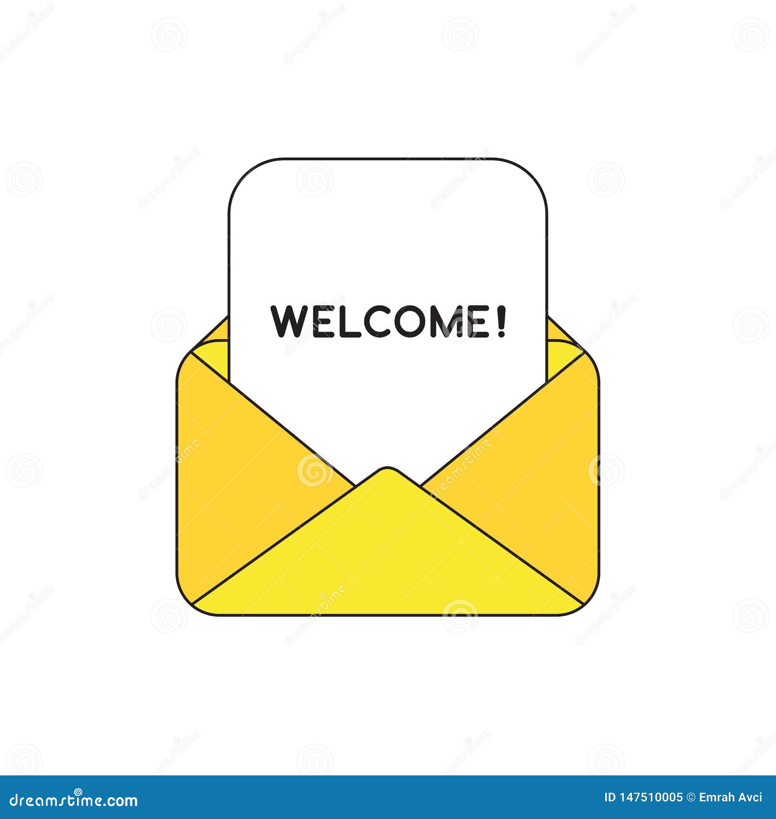 Vector Icon Concept of Welcome Paper Inside Mail Envelope. Black ...