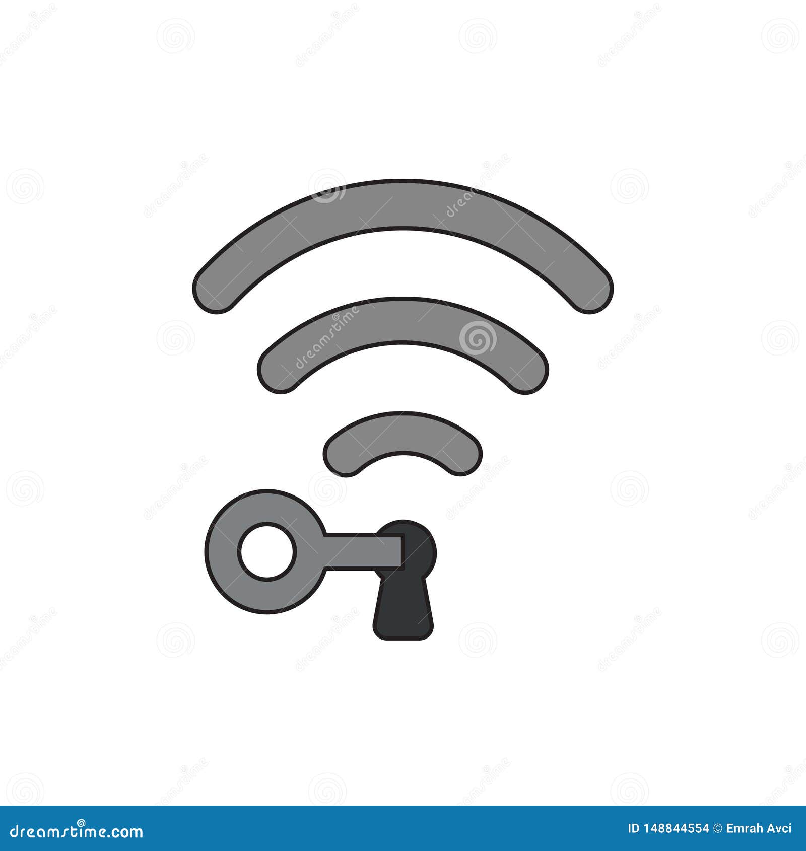 Vector Icon Concept of Wifi Symbol and Key into Keyhole Stock Vector ...