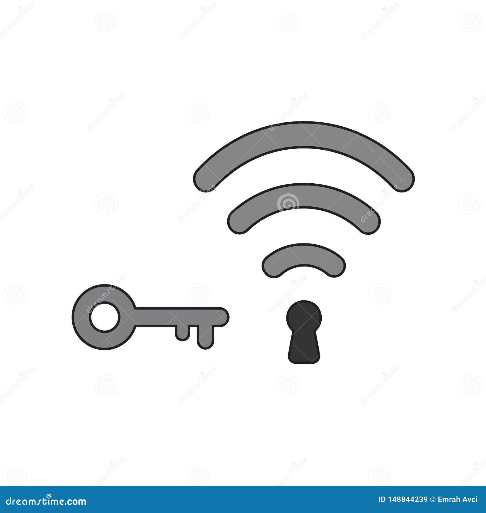 Vector Icon Concept of Wifi Symbol with Keyhole and Key Stock Vector ...