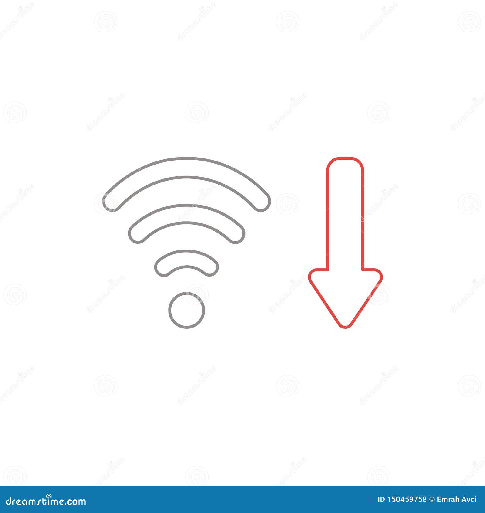 Vector Icon Concept of Wifi Wireless with Arrow Moving Down Symbolizing ...