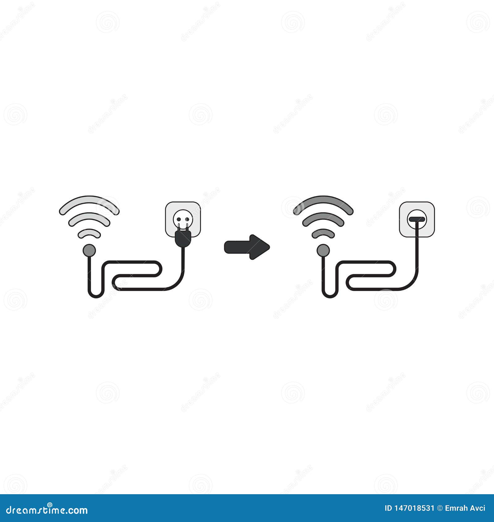 Vector Icon Concept of Wireless Wifi Symbol with Cable and Plugged into ...