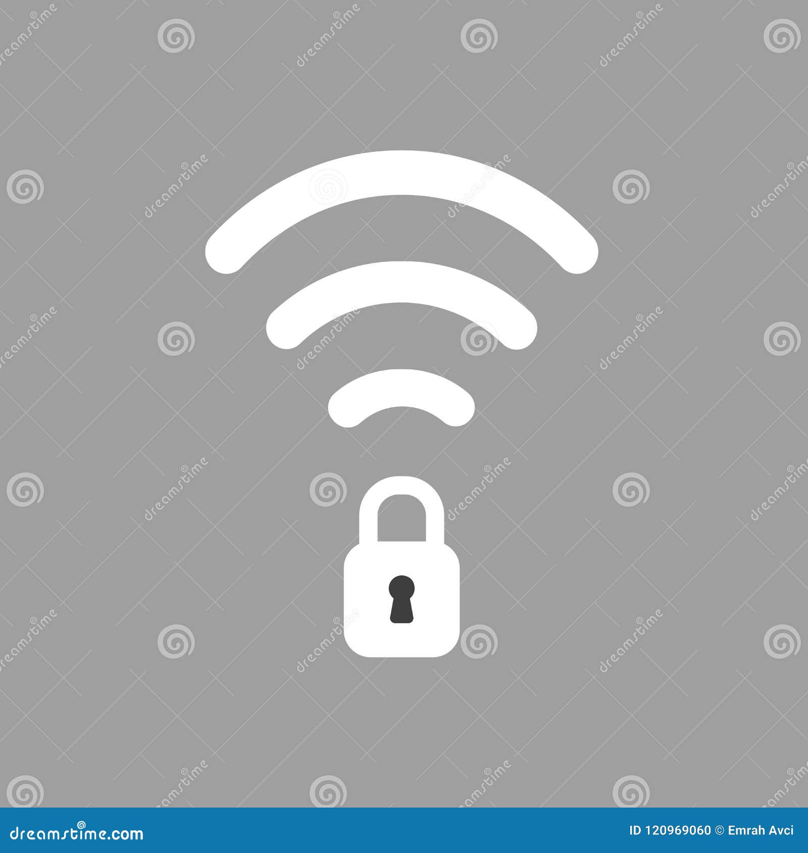 Vector Icon Concept of Wireless Wifi Symbol with Closed Padlock Stock ...