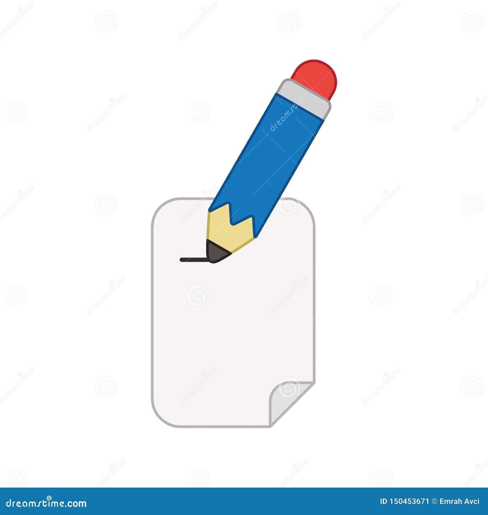 Vector Icon Concept of Writing Paper with Pencil Stock Vector ...