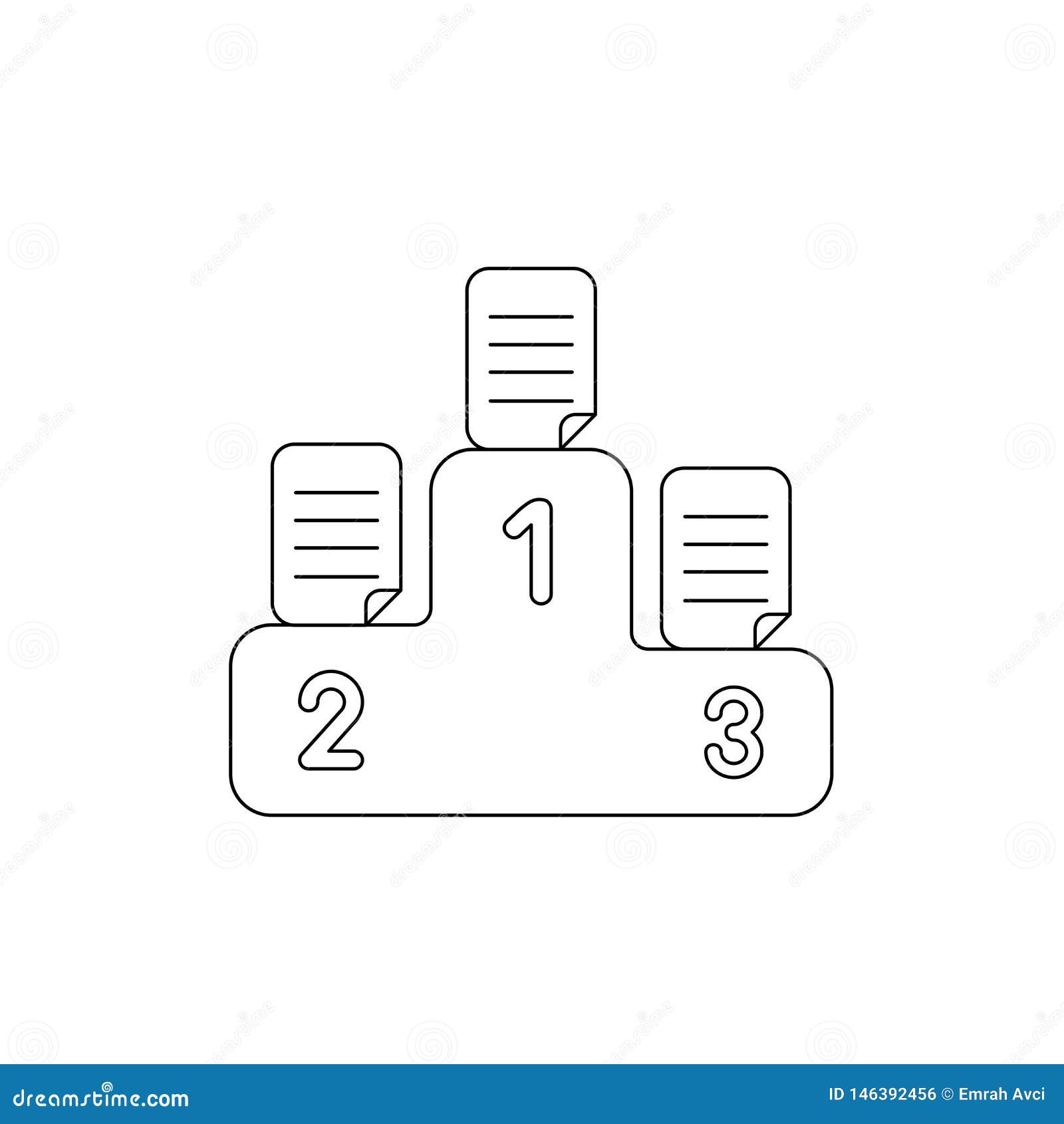 Vector Icon Concept of Written Papers on Winners Podium. Black Outline ...