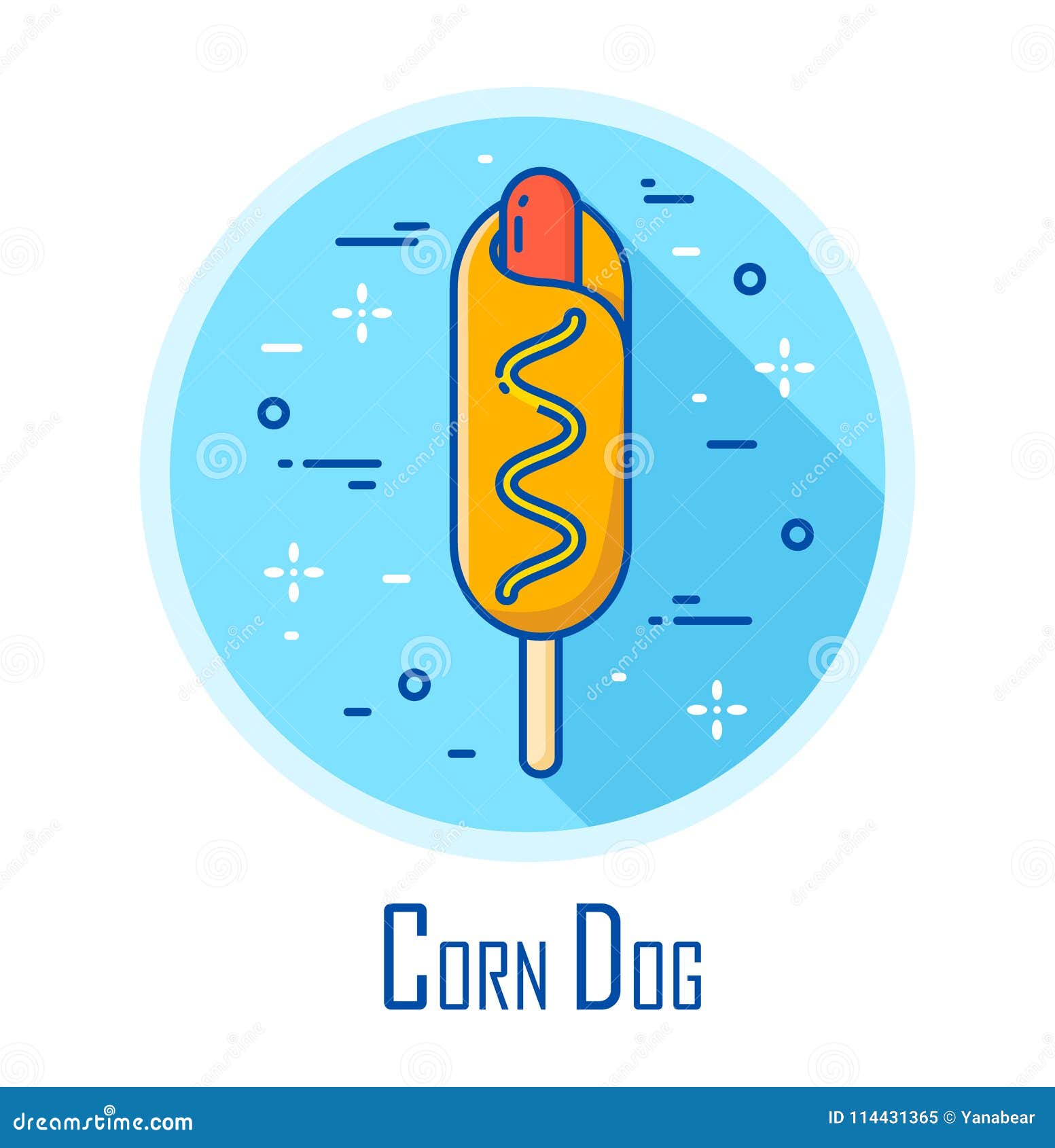 Vector Icon with Corn Dog in a Coloured Circle. Vector Banner for Fast ...
