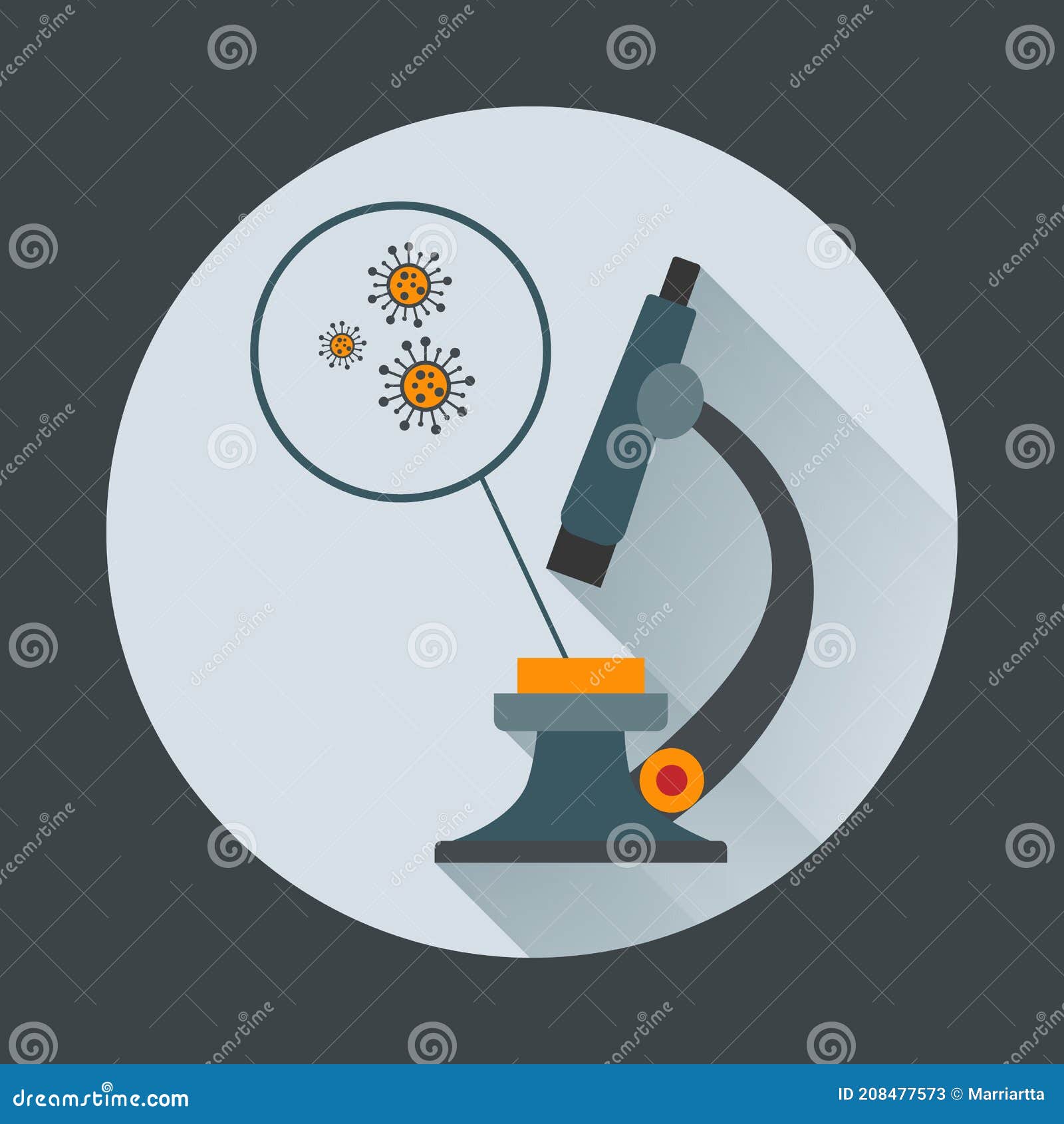 Vector Icon of Covid19 with the Microscope. Laboratory Research ...