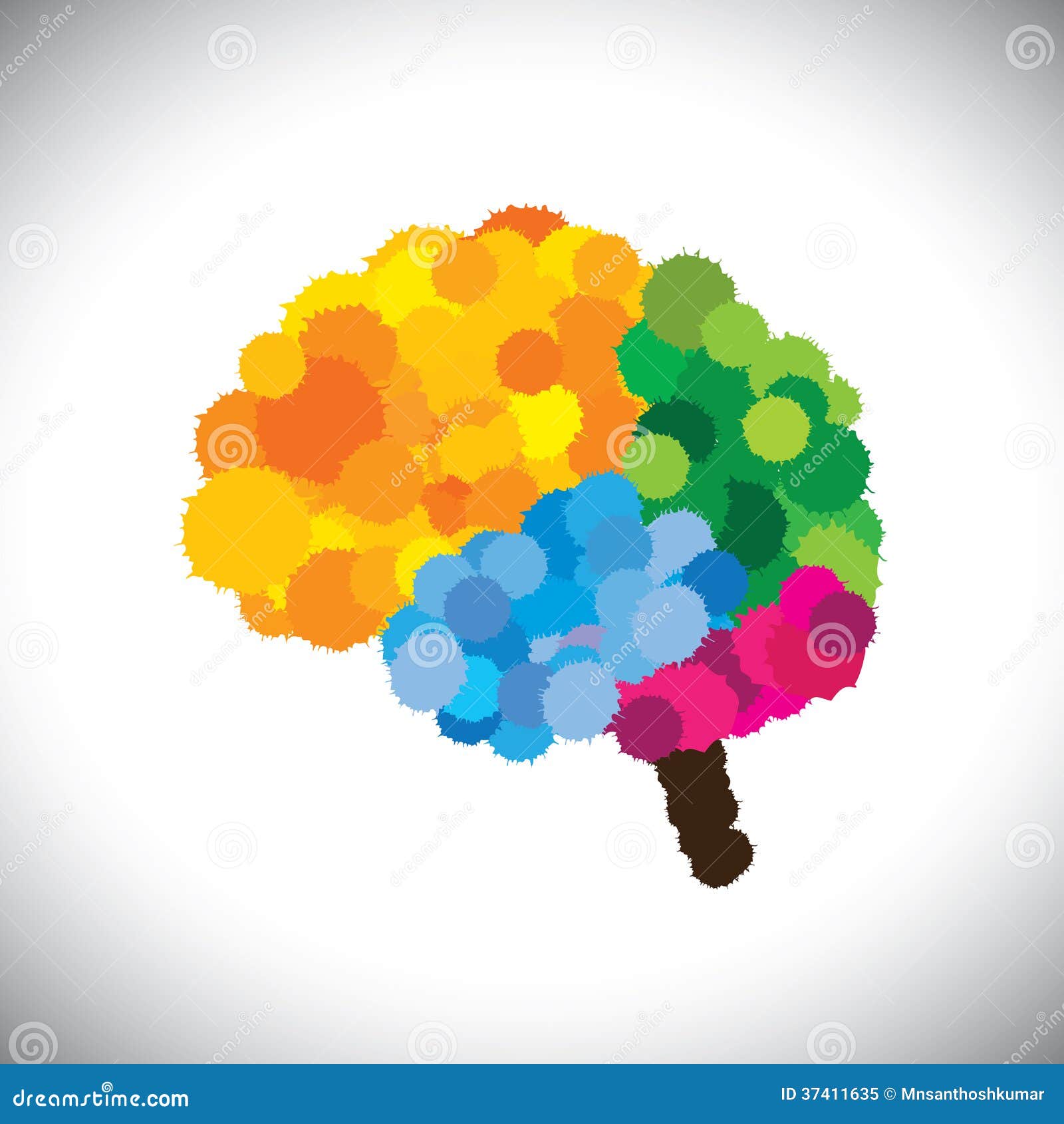 Vector Icon Of Creative, Brilliant & Colorful Painted Brain Royalty ...