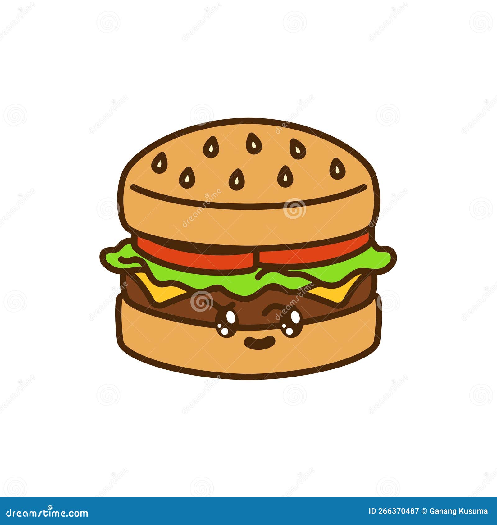 Vector Icon of Cute Doodle Fast Food Burger Stock Vector - Illustration ...