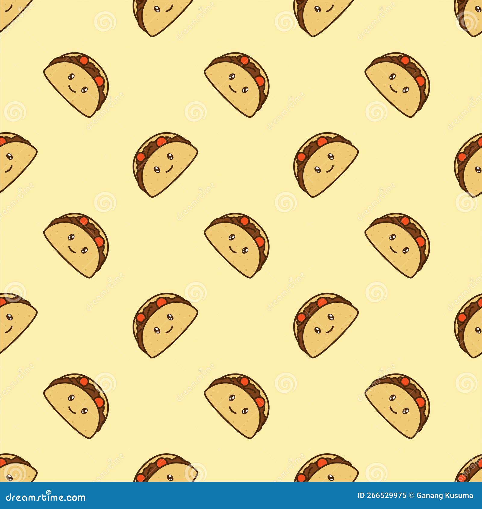 Vector Icon of Cute Doodle Pattern Fast Food Taco Stock Vector ...