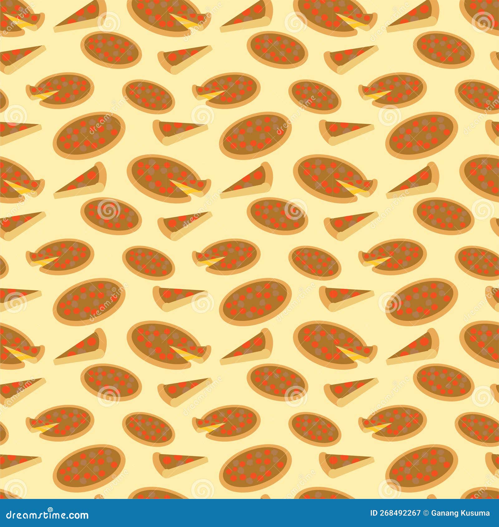 Vector Icon of Cute Flat Design Pattern Fast Food Pizza Stock ...