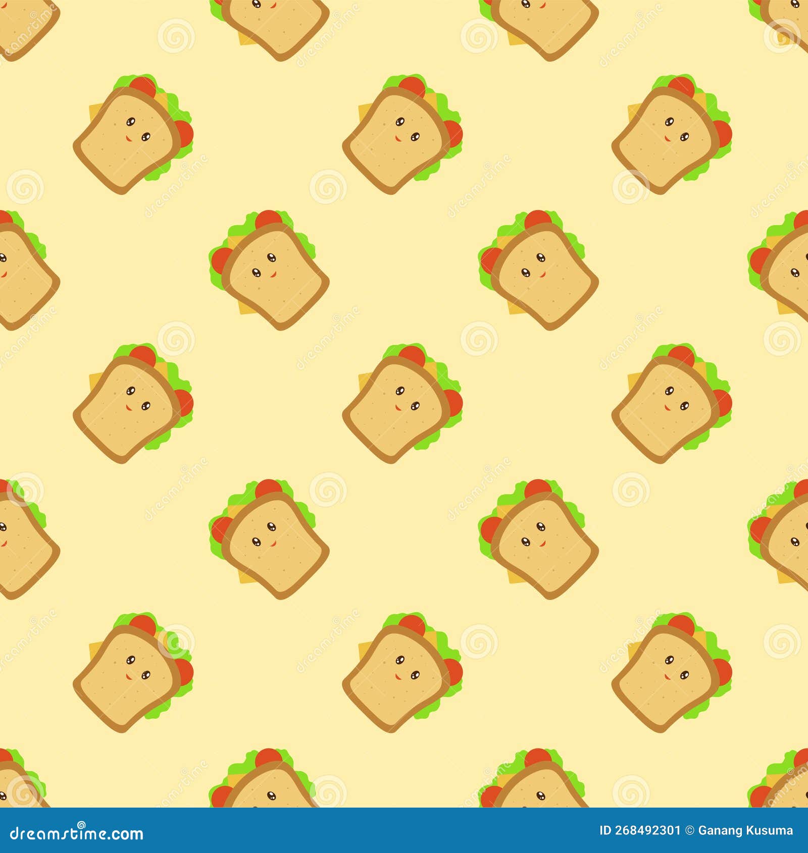 Vector Icon of Cute Flat Design Pattern Fast Food Sandwich Stock Vector ...