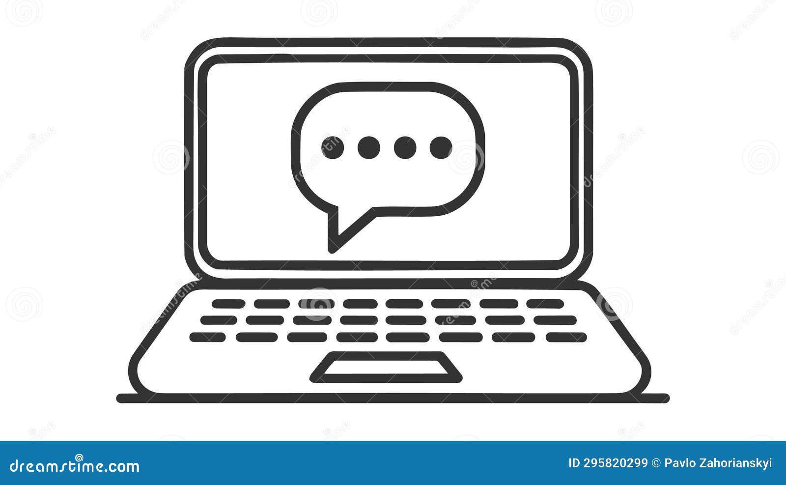 Vector Icon Depicting a Laptop Computer with a Chat Bubble on Its ...