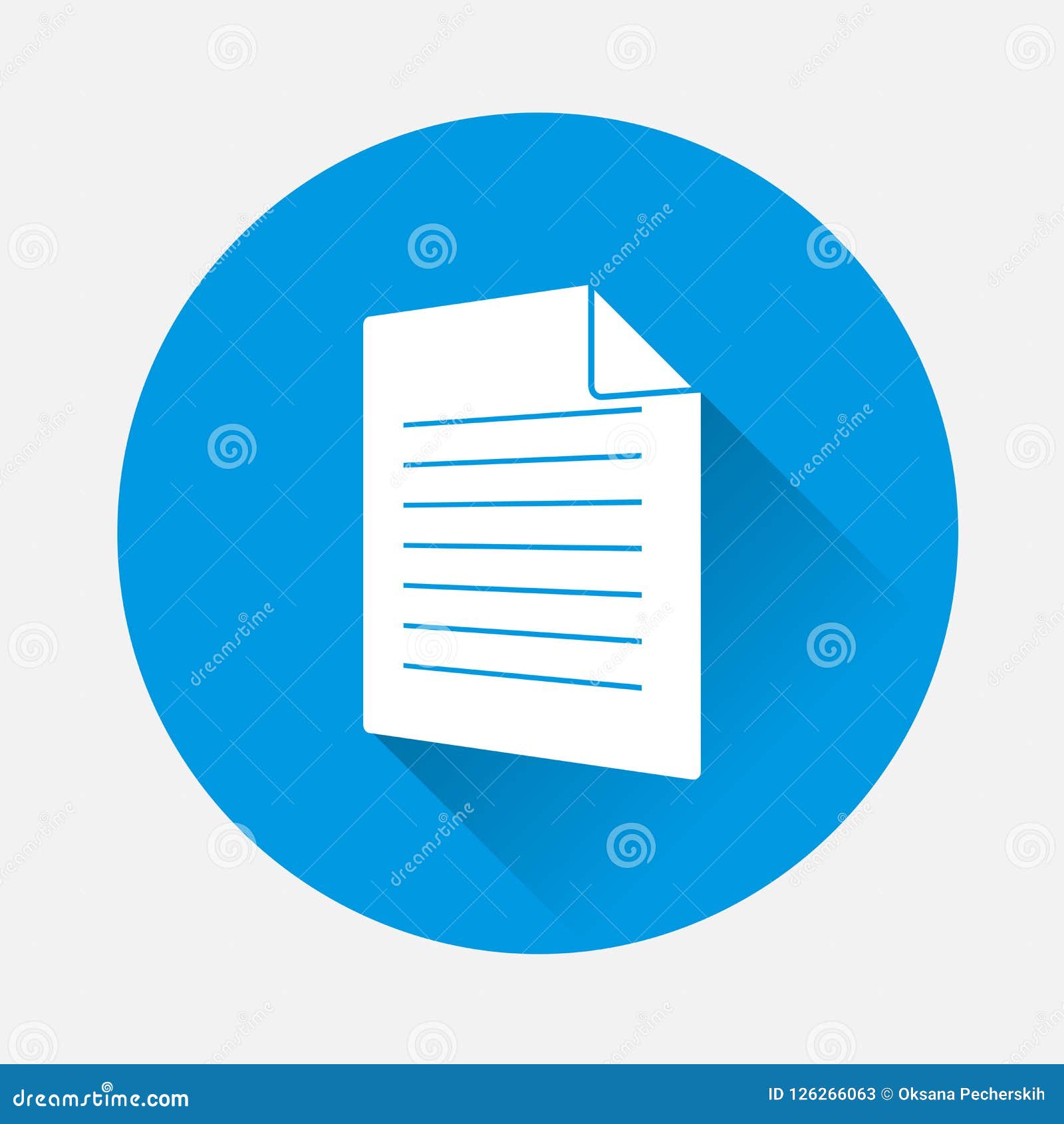 Vector Icon of the Document on Blue Background. Flat Image Pape Stock ...