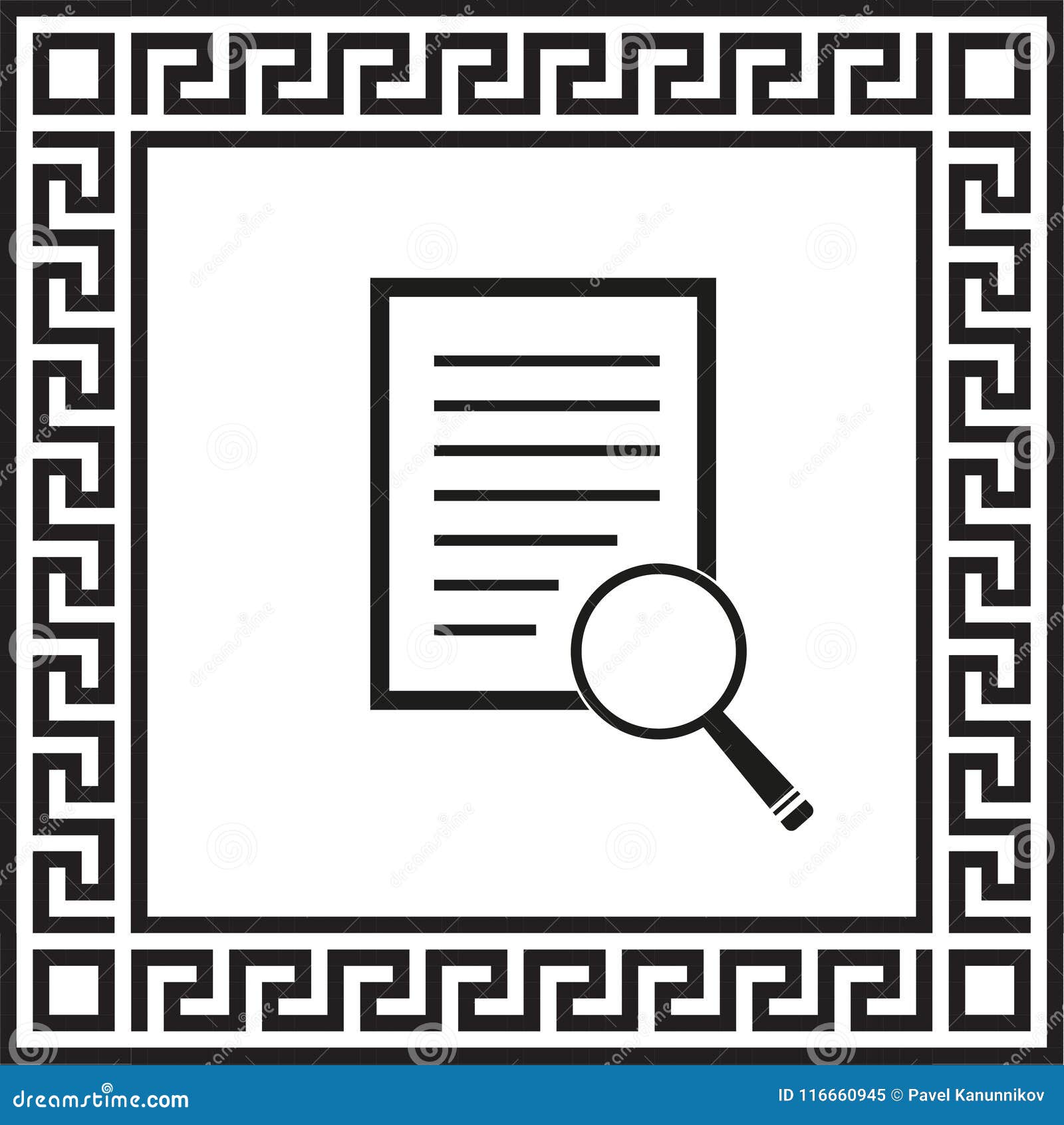 Vector Icon Document in a Frame with a Greek Ornament Stock ...