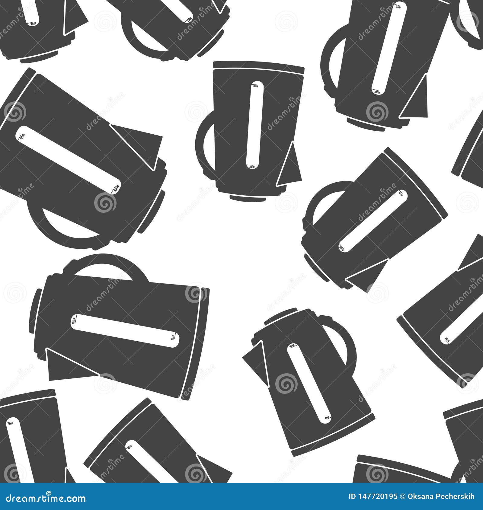 Vector Icon of an Electric Kettle Seamless Pattern on a White ...