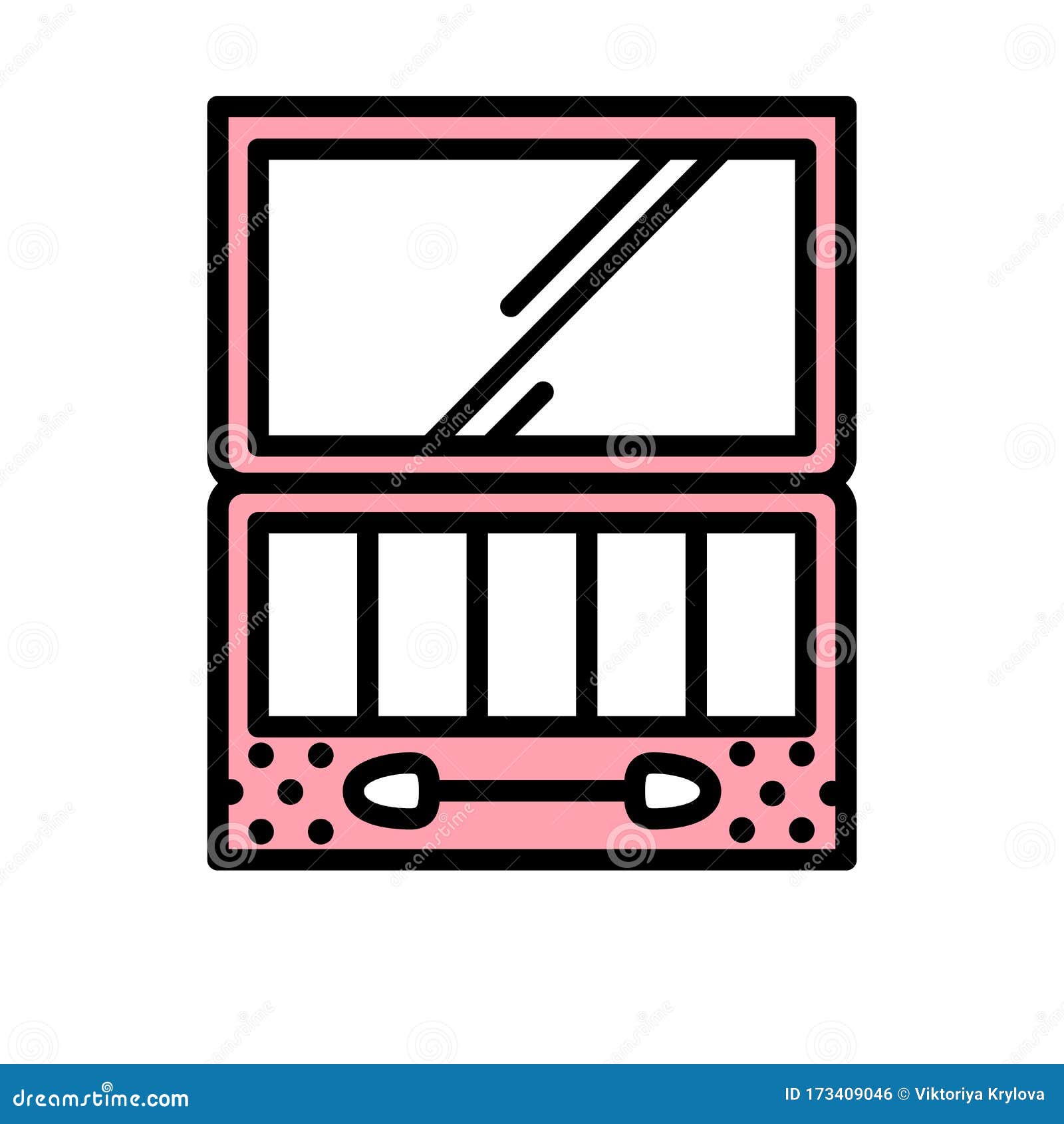Vector Icon Eye Shadow with Applicator in a Rectangular Box with Black ...