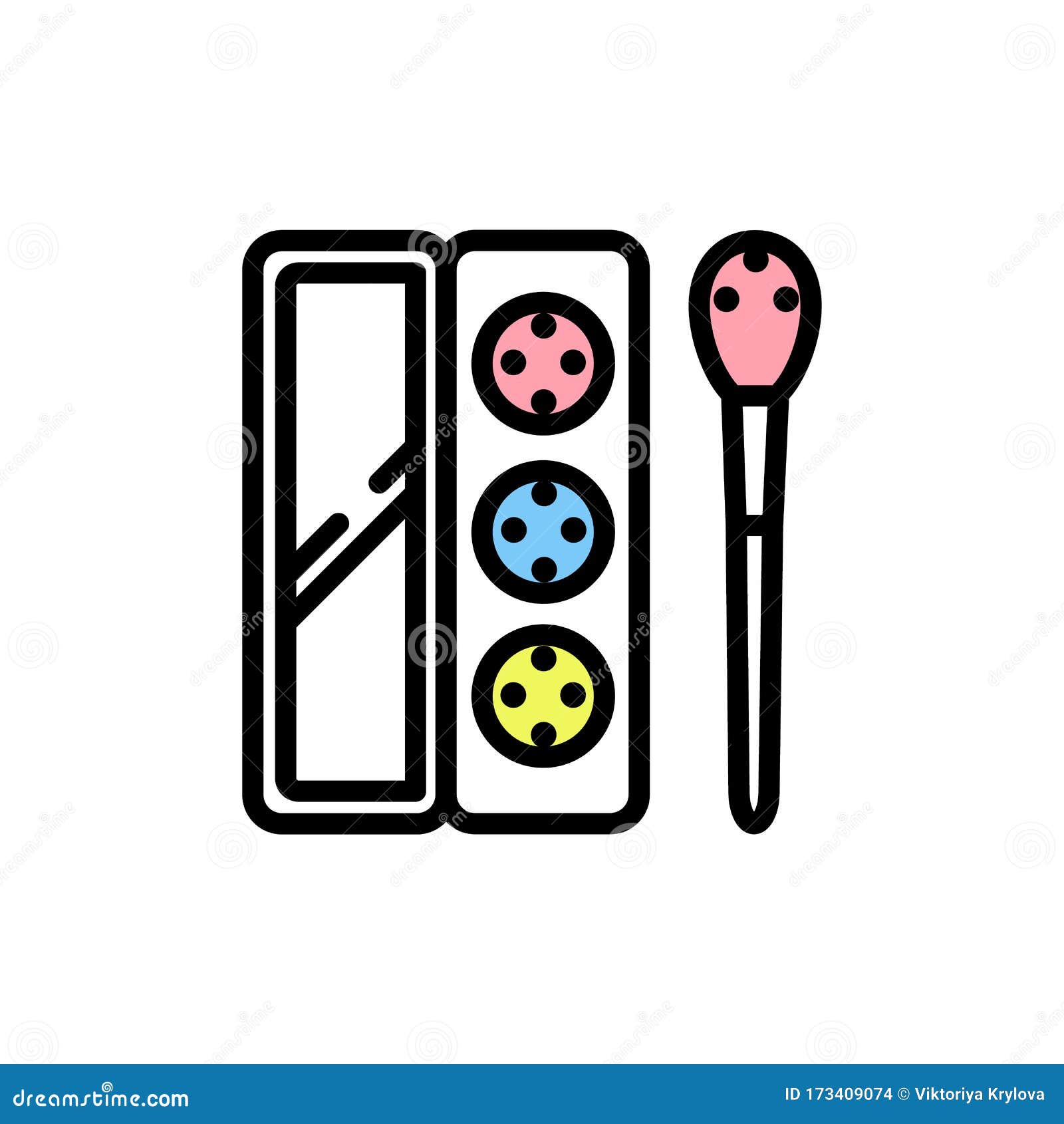 Vector Icon Eye Shadow with Brush in a Rectangular Box with Black ...