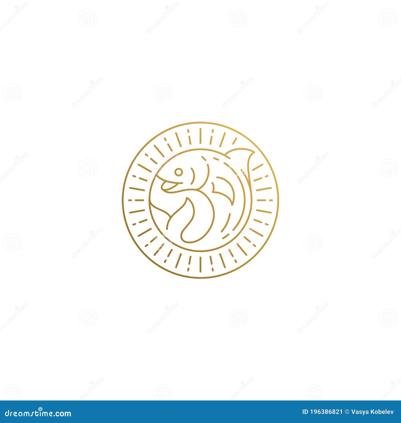 Vector Icon of Fish in Circle Hand Drawn with Thin Lines Stock Vector ...