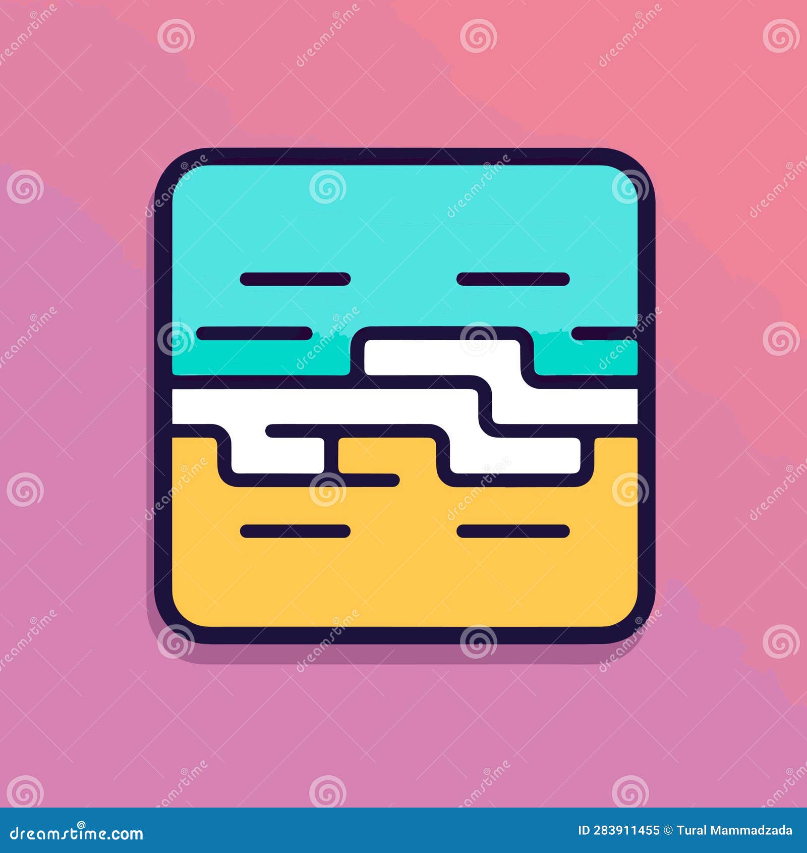 Vector Icon of a Flat Vector Icon Depicting a Beach with Gentle Waves ...