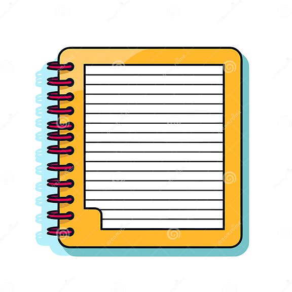 Vector Icon of a Flat Vector Icon of a Lined Paper Notebook Stock Vector - Illustration of memo ...