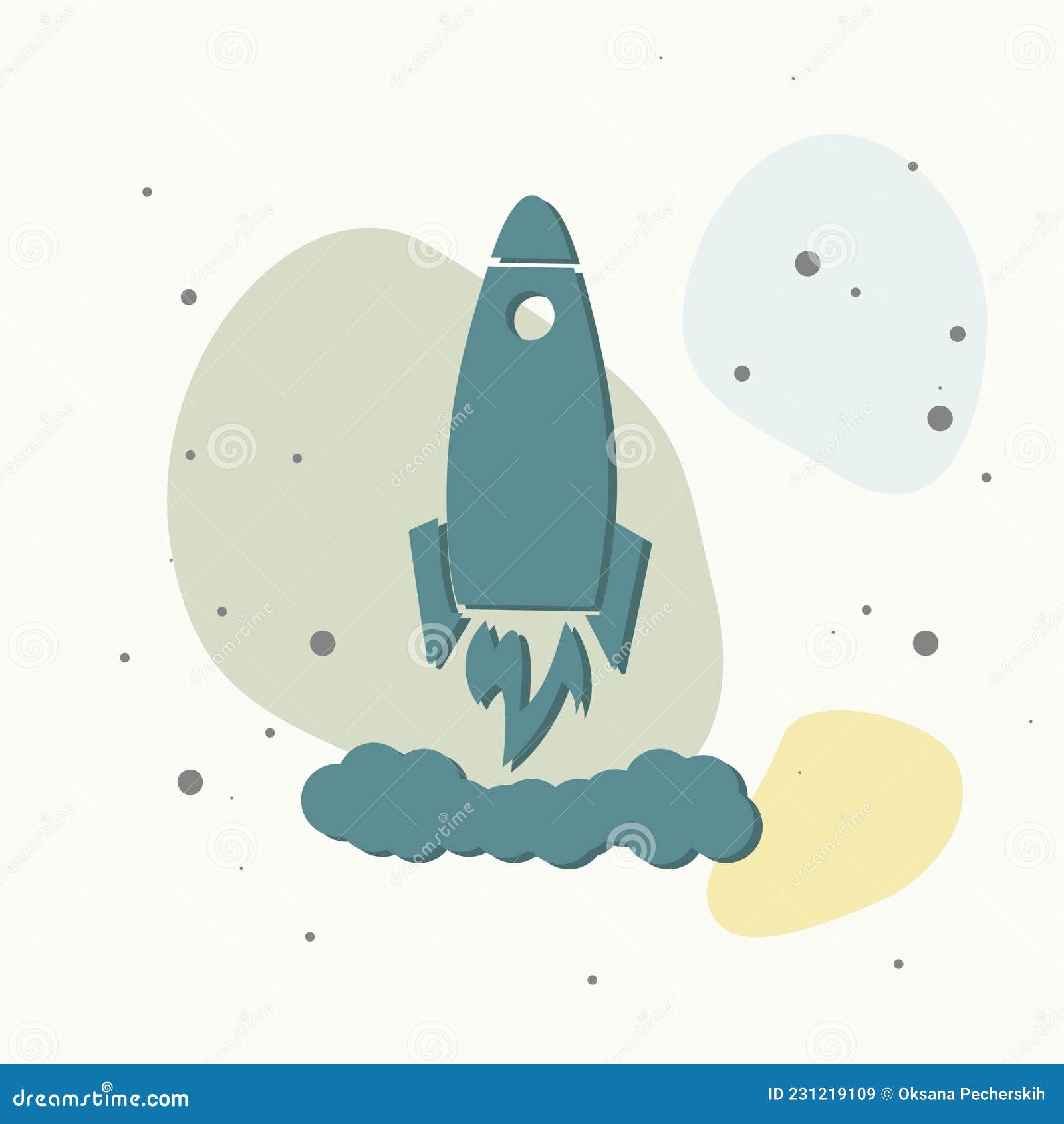 Vector Icon Flying Rocket on Multicolored Background Stock Vector ...